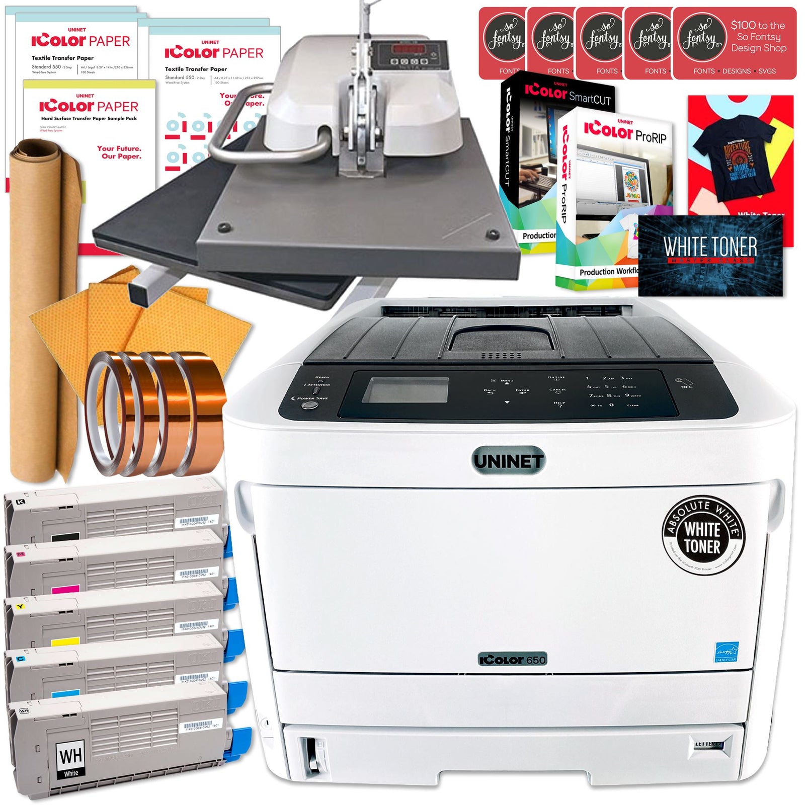 UniNET iCOLOR 650 White Toner Printer Bundles | Swing Design