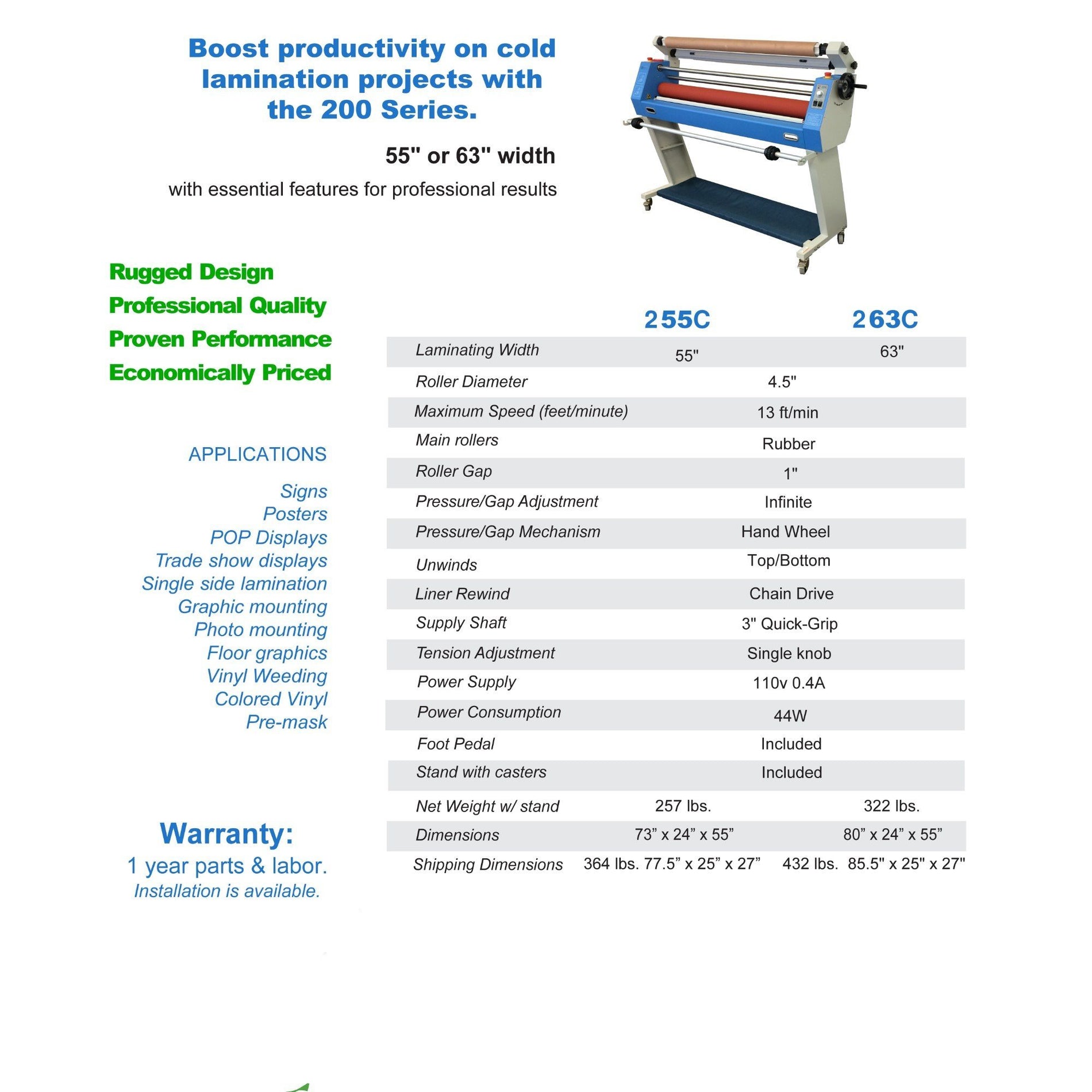 GFP 263C Compact Laminator with Stand - 63" | Swing Design