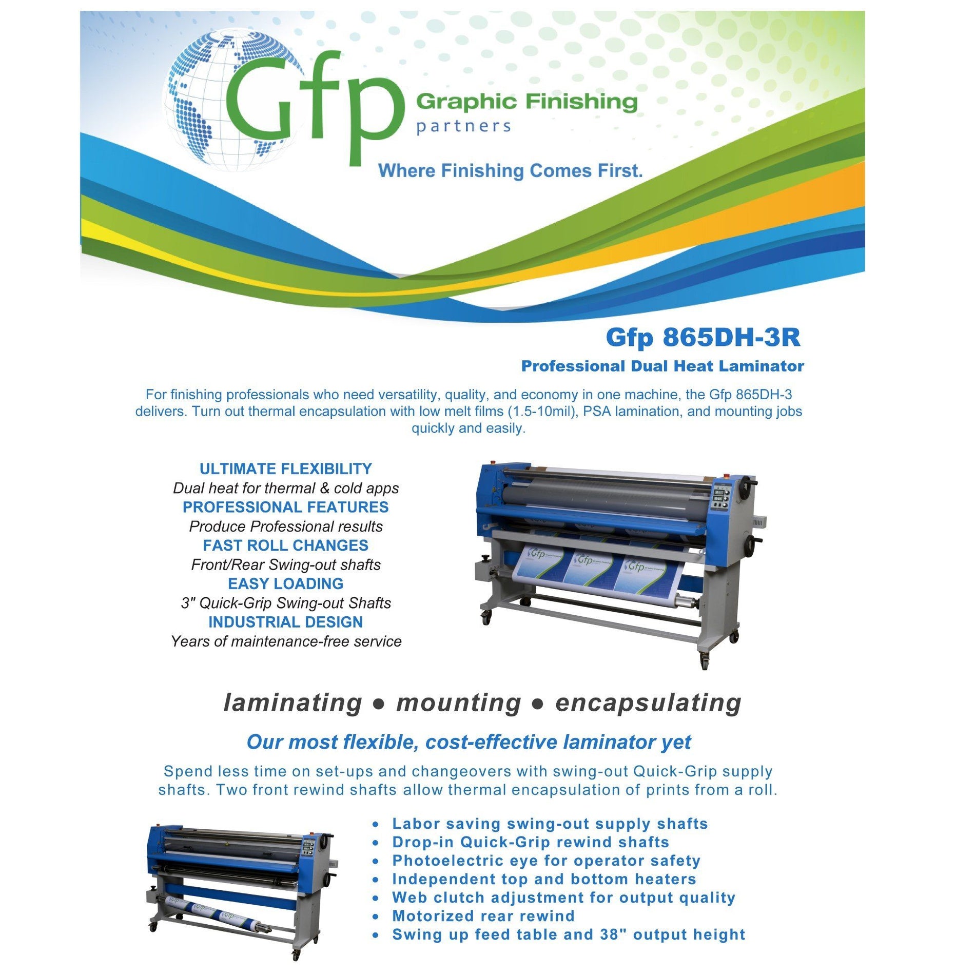 GFP 865DH-3R Dual Heat Laminator - 65" | Swing Design