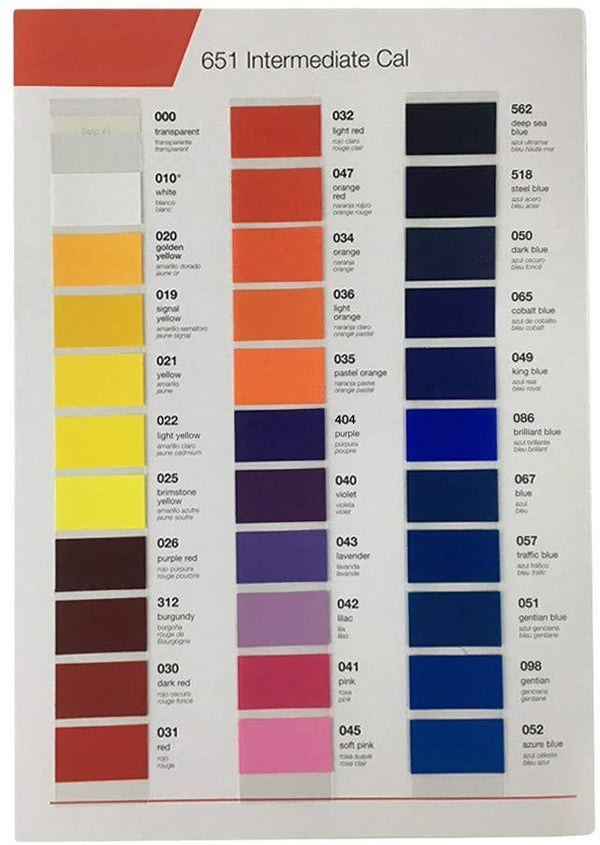 Oracal 651 Glossy Swatch Book | Color Chart | Swing Design