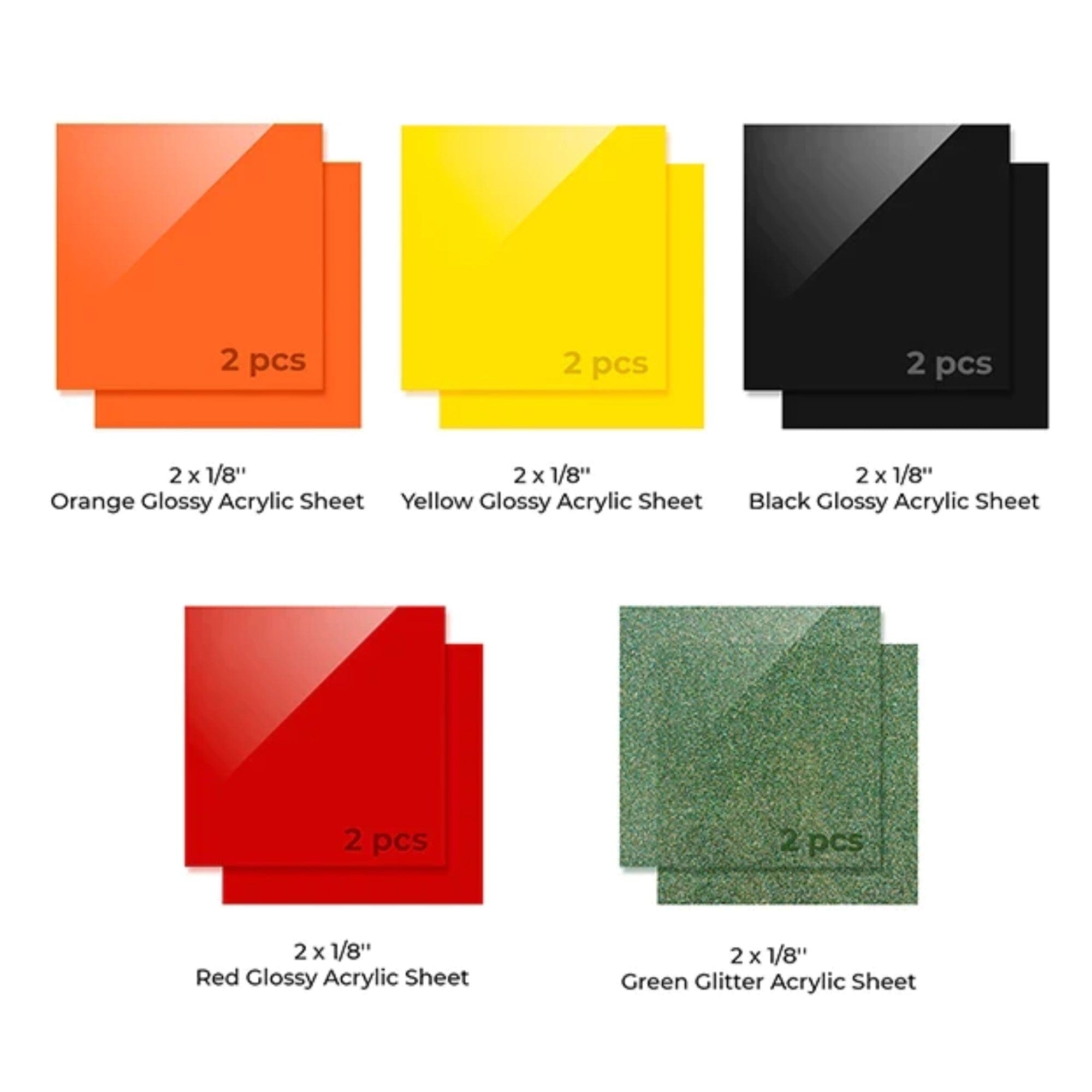 xTool 1/8" Colored Acrylic Assorted Sheet Kit | Swing Design